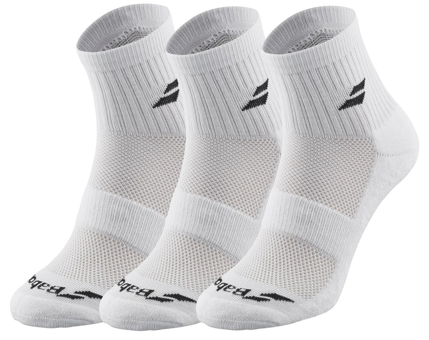 Babolat Quarter 3 Pack Tennis Socks - White — Tennis HQ