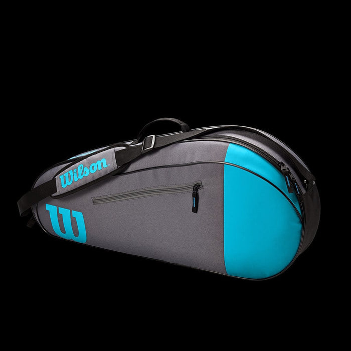 Wilson Team Collection 3 Racket Tennis Bag - Blue / Grey — Tennis HQ